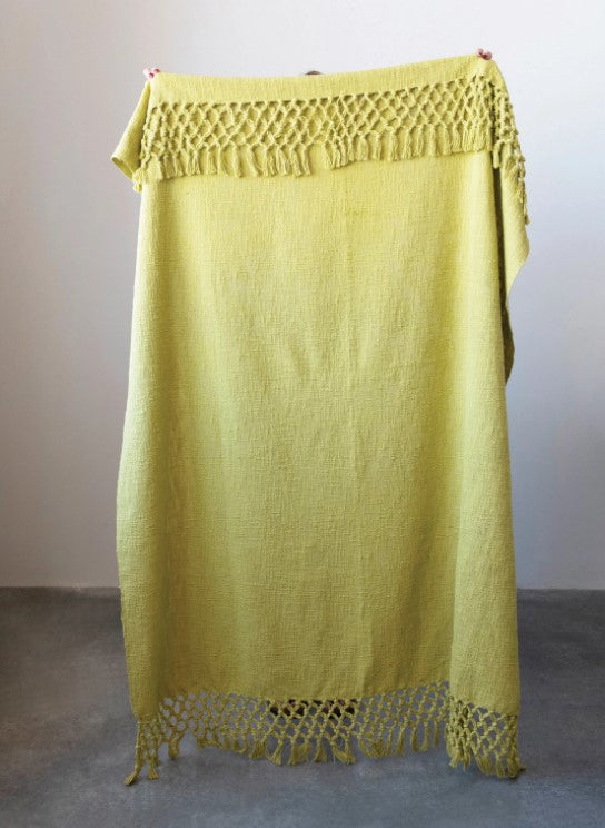 CREATIVE CO-OP - Chartreuse Fringe Throw – Allure Designs Salon + Boutique